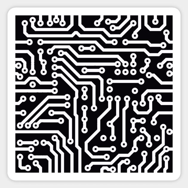 Computer Chip Circuit Tech Pattern - Black & White - Computer - Sticker | TeePublic